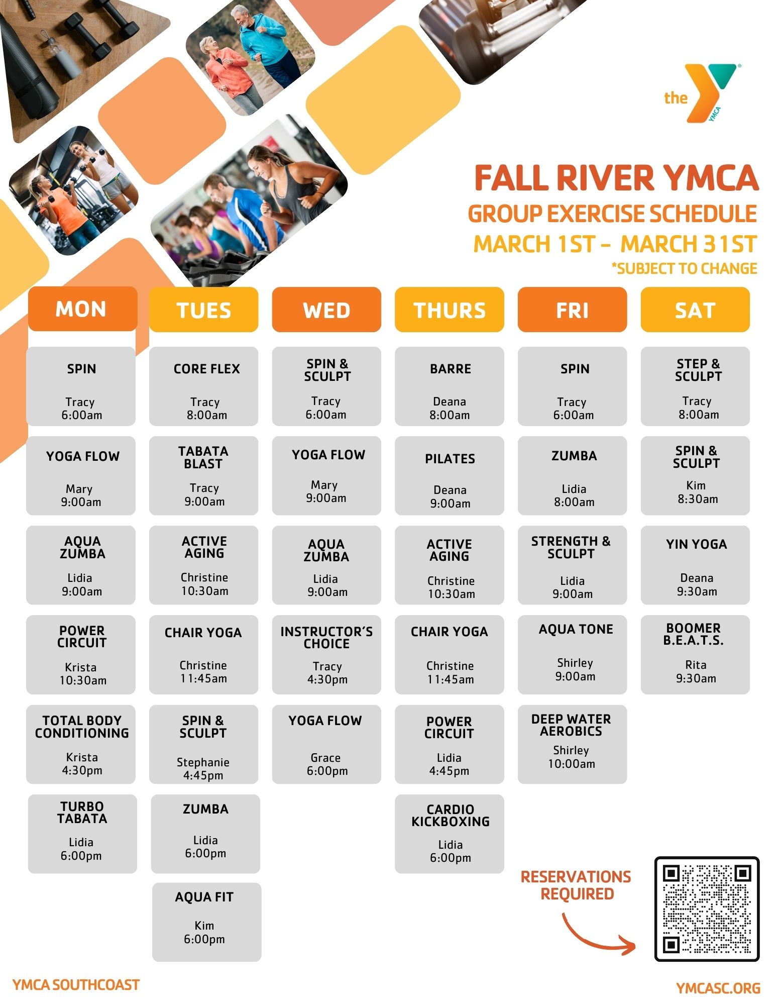 Schedules | YMCA SOUTHCOAST